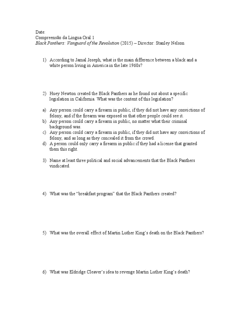 Black Panther Worksheet | PDF