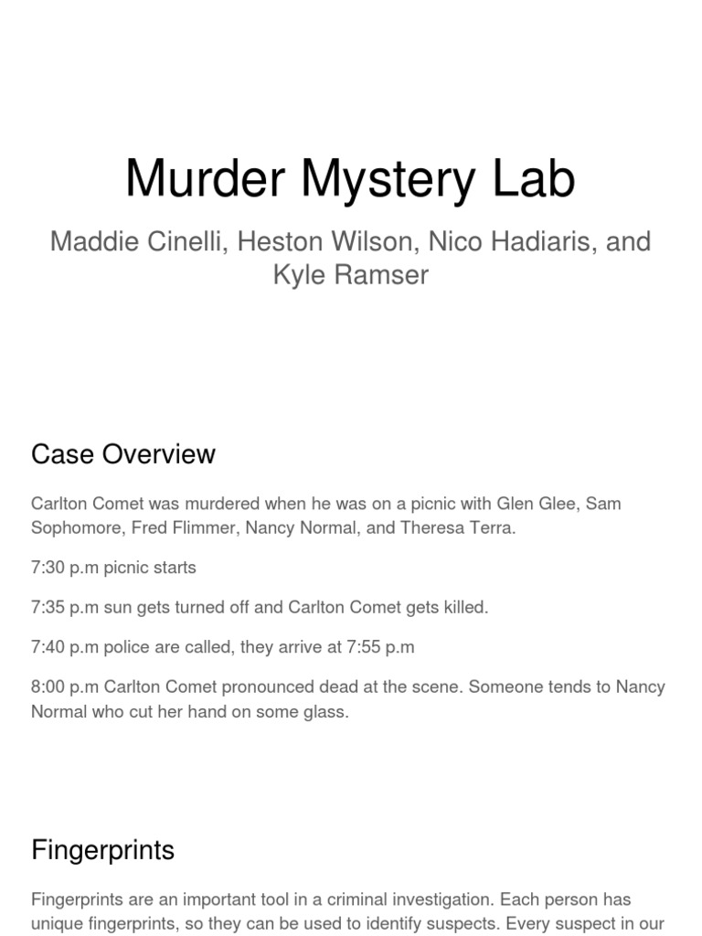 Murder Mystery Lab | PDF | Karyotype | Dna Profiling