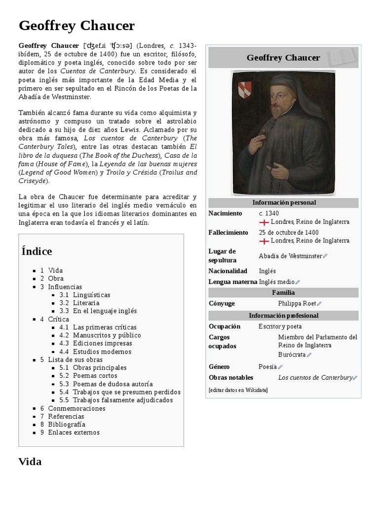 Geoffrey Chaucer | PDF | Geoffrey Chaucer | Poesía