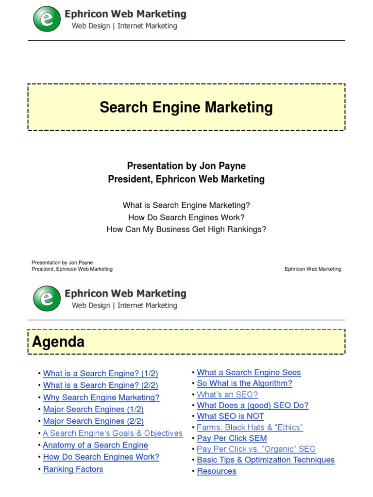Search Engine Marketing Basics | PDF | Search Engine Optimization | Web ...