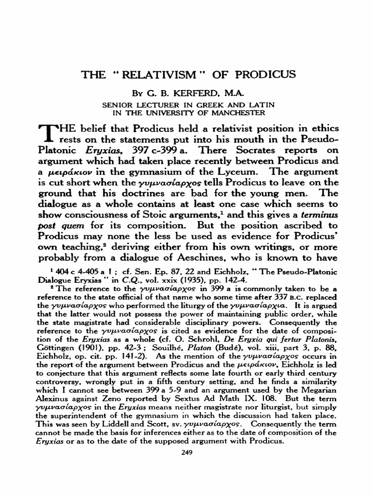 The Relativism of Prodicus | PDF | Relativism | Ancient Greek Philosophy