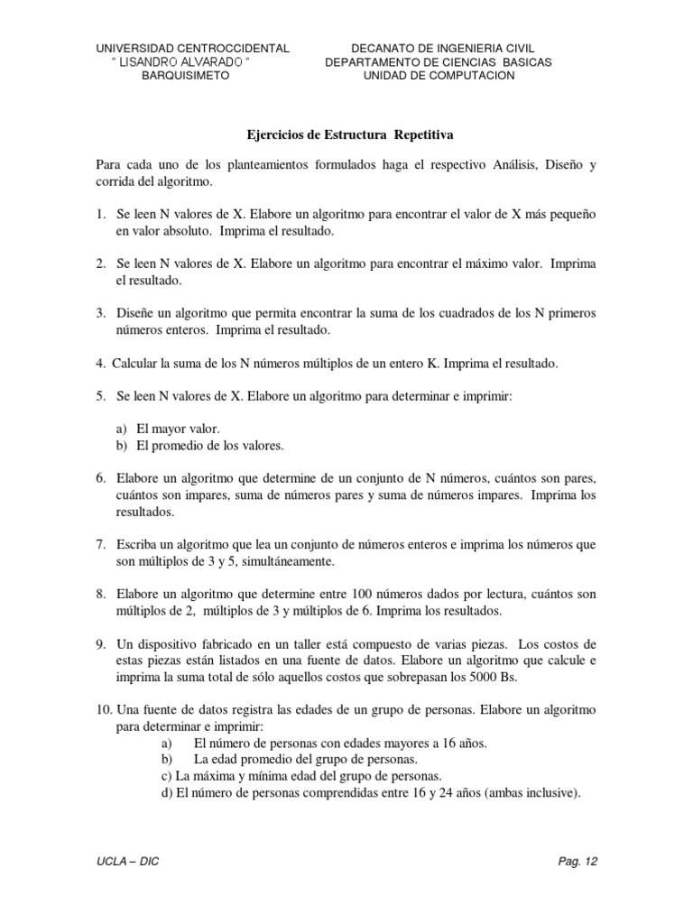 Ejercicios de Estructuras Repetitivas PDF | PDF | Algoritmos | Salario