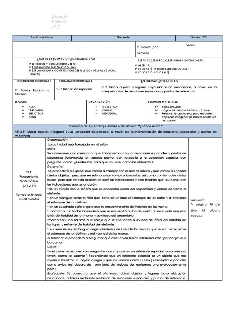 Nuevo Modelo, Planes Preescolar | PDF | Educación de la primera ...