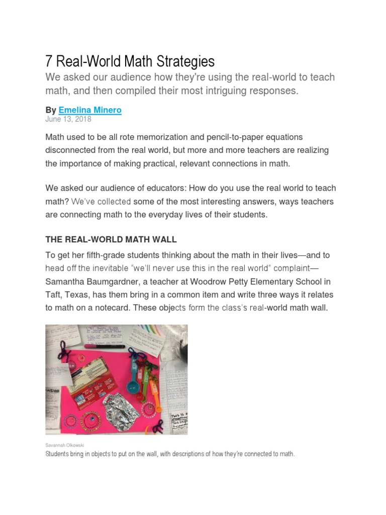 7 Real Math Edutopia | PDF | Water | Teaching Mathematics