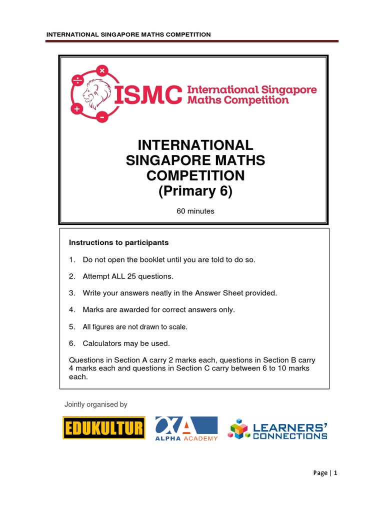 2018 Primary 6 Questions (ISMC Exemplar) | PDF | Triangle | Area
