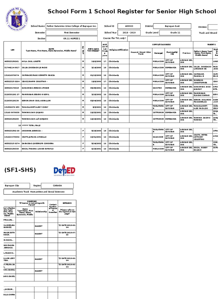 School Form 1 (SF 1) | PDF