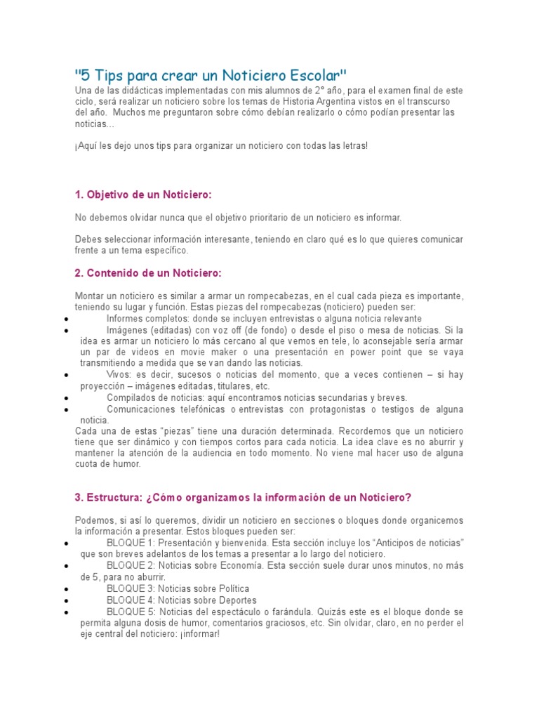 5 Tips Para Crear Un Noticiero Escolar
