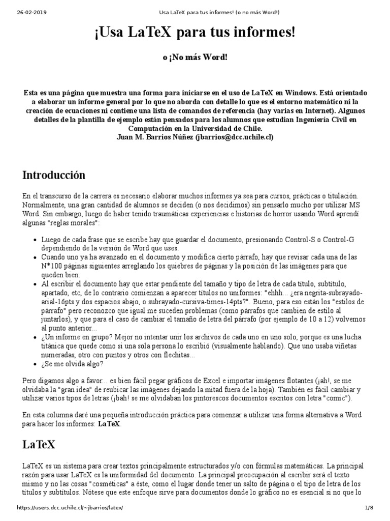 Introducción a LaTeX para Informes | PDF | Te X | Texto