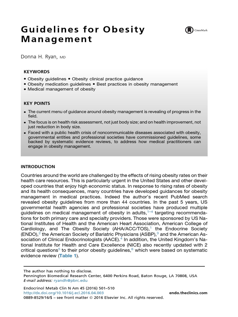 2016 - Guidelines For Obesity Management - Review | PDF | Obesity ...