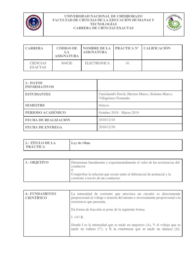 Practicas Electronica | PDF | Resistencia Eléctrica y Conductancia ... Practicas Electronica | PDF | Resistencia Eléctrica y Conductancia ...