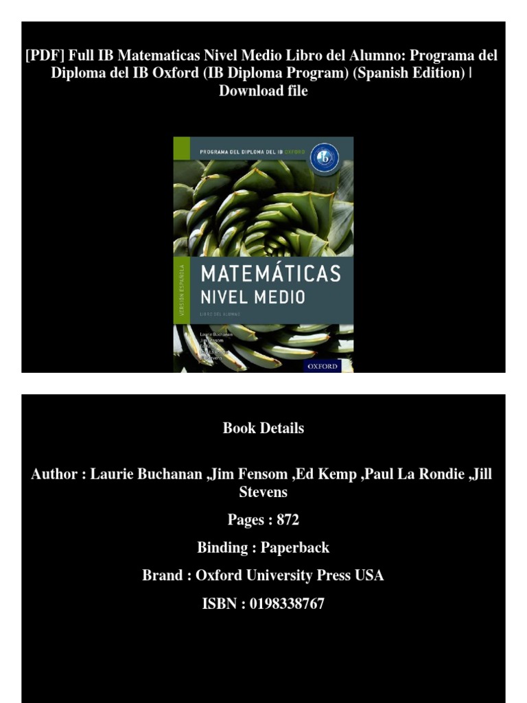 (PDF) Full IB Matematicas Nivel Medio Libro Del Alumno: Programa Del Diploma Del IB Oxford (IB ...