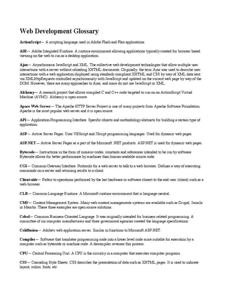 Web Technologies Glossary | PDF | Extensible Application Markup Language | Xml