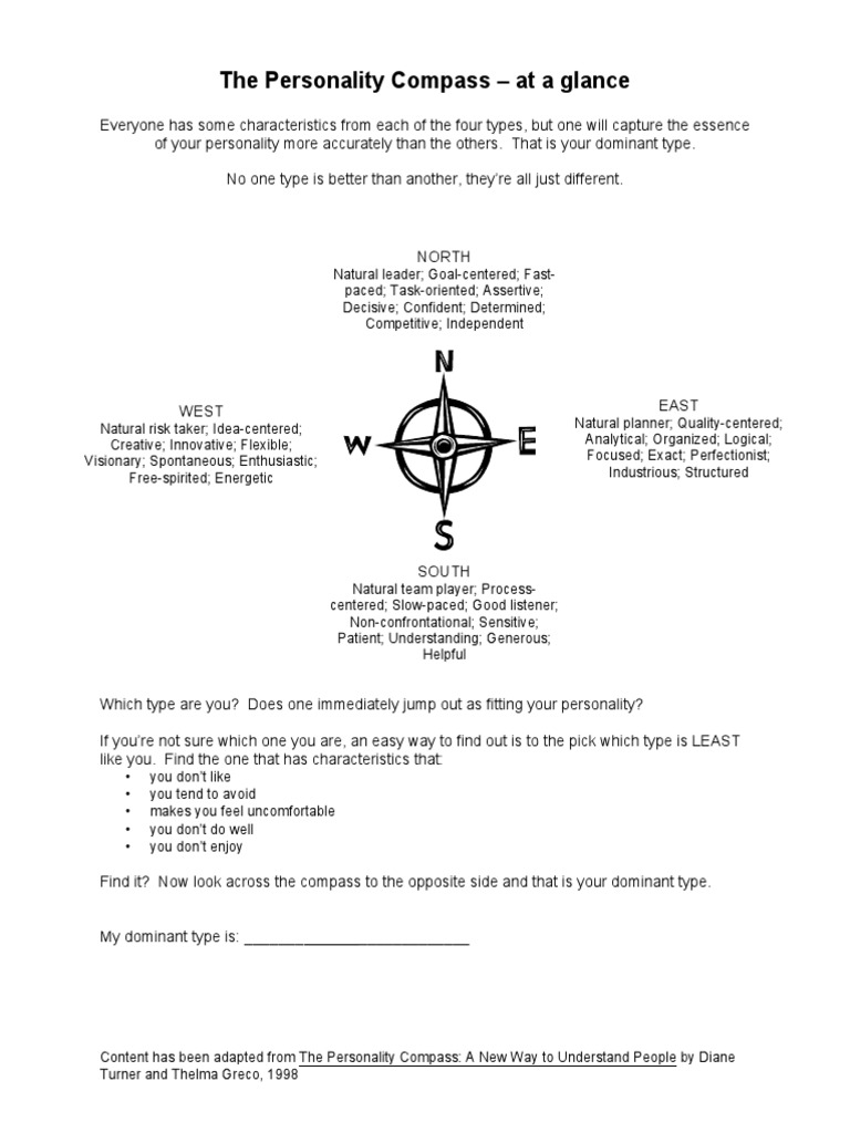 Personality Compass: Identify Your Type | PDF | Leadership ...