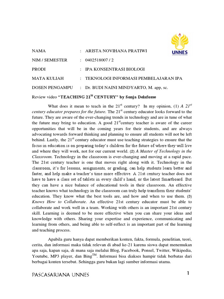 Arista Novihana - Review Video Matakuliah Teknologi Informatika | PDF ...