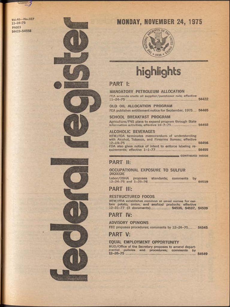 FR 1975 11 24 PDF | PDF | Code Of Federal Regulations | Federal ...