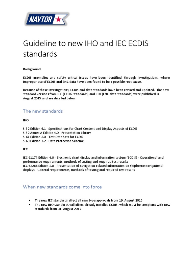 Navtor Guideline To New Iho and Iec Ecdis Standards | PDF | Computing