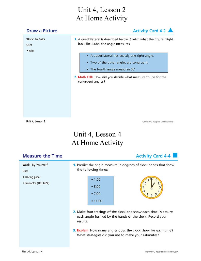 Grade 4 English Unit 4 Lesson 2 Activities | PDF