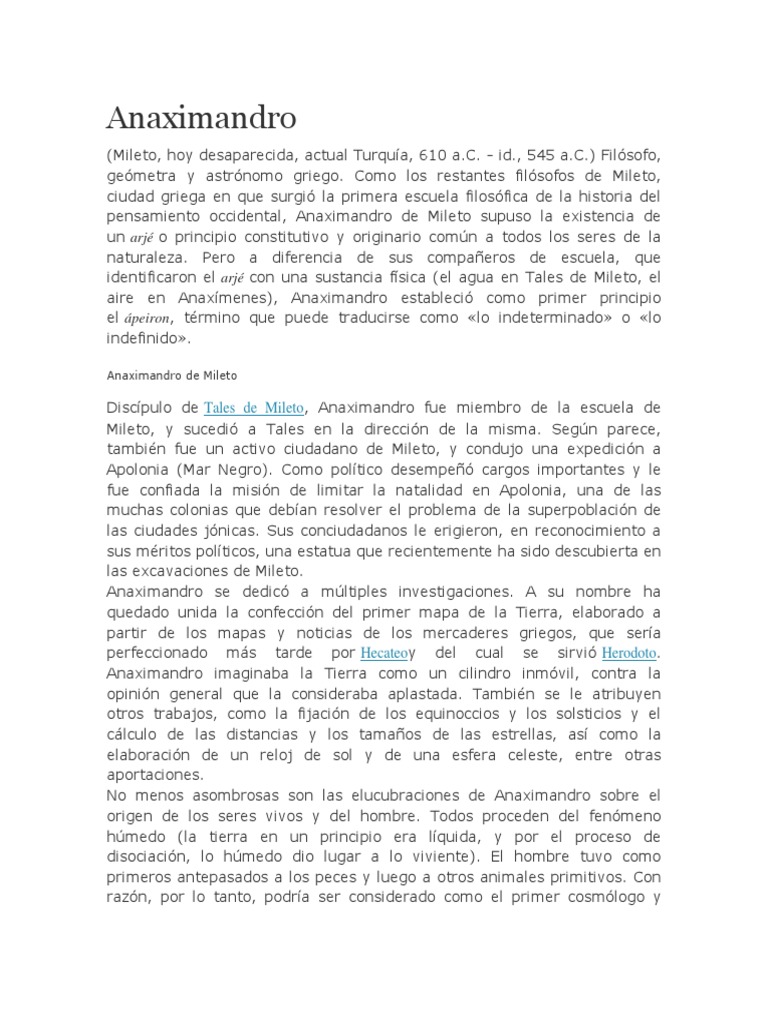 Anaximandro | PDF | Filosofía griega antigua | Metafísica