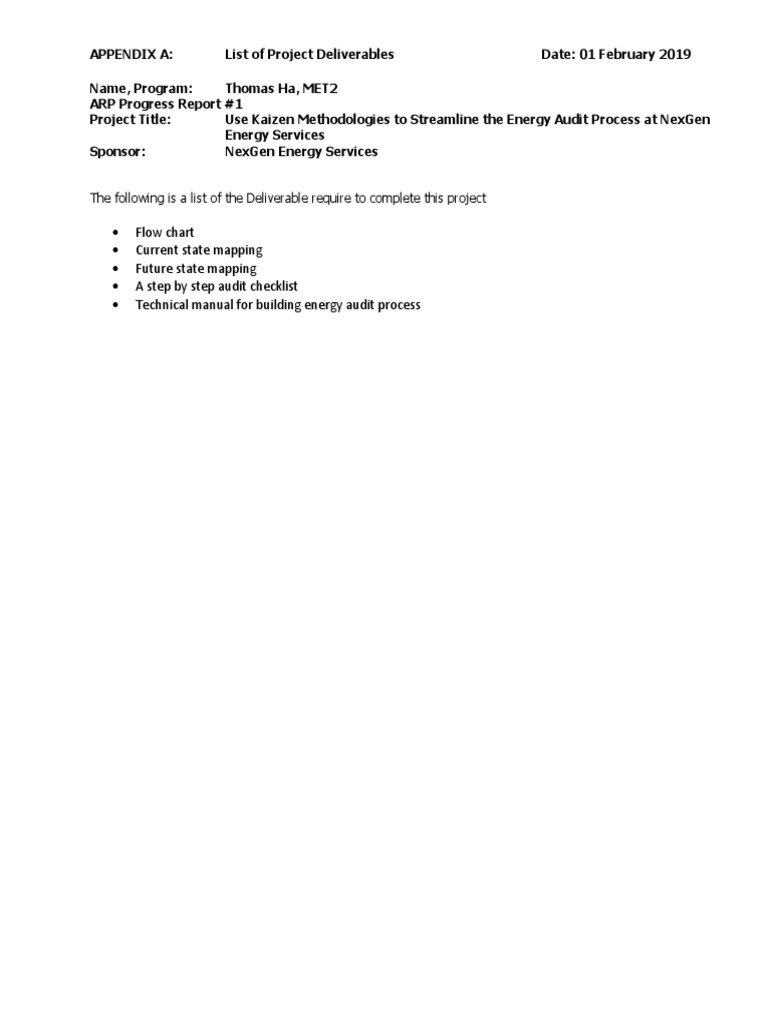 Thomas Ha COMM1022 (MET2) - Appendix A - List of Project Deliverables | PDF