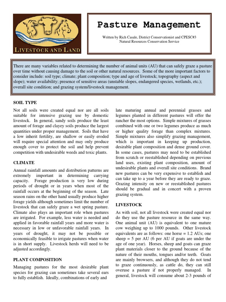 Pasture Management PDF | PDF | Grazing | Erosion