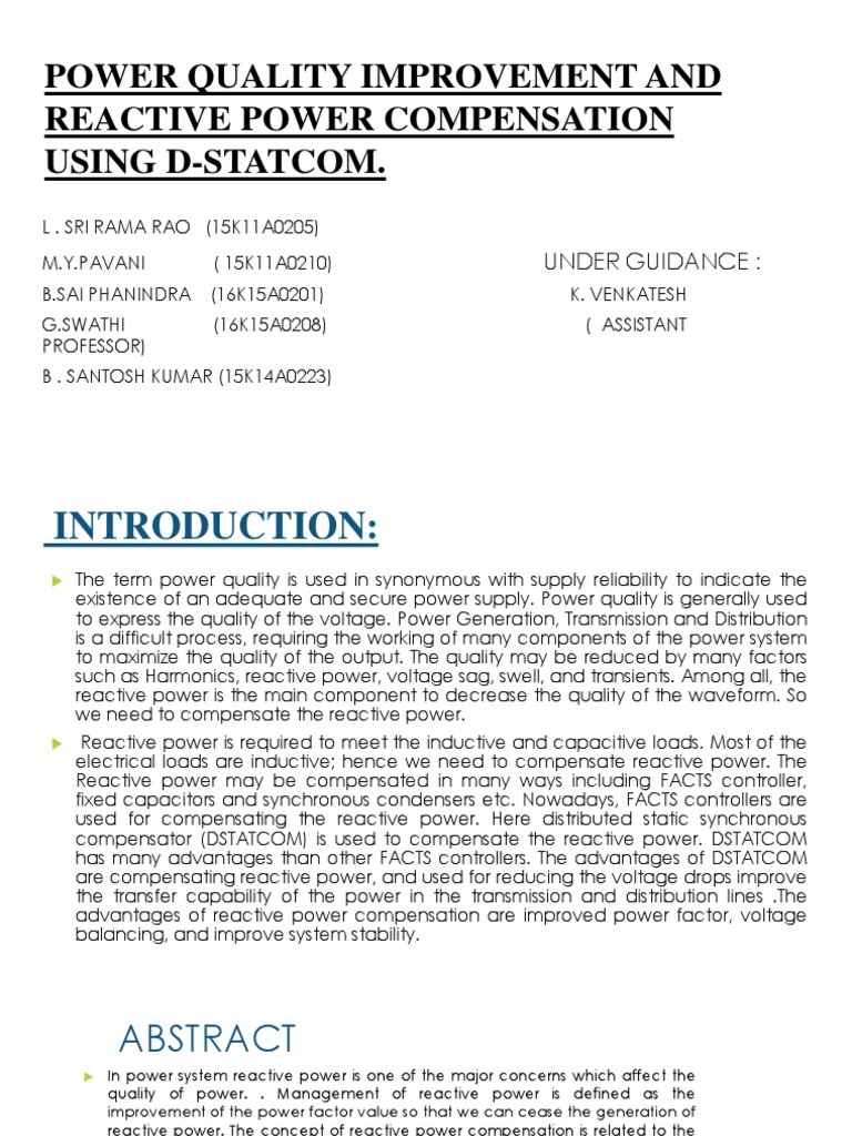 Reactive Power Compensation Using D-STATCOM: An Analysis of Power ...