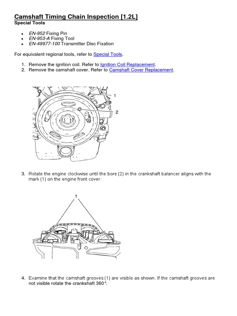 Camshaft Timing Chain Inspection 1.2 L | PDF
