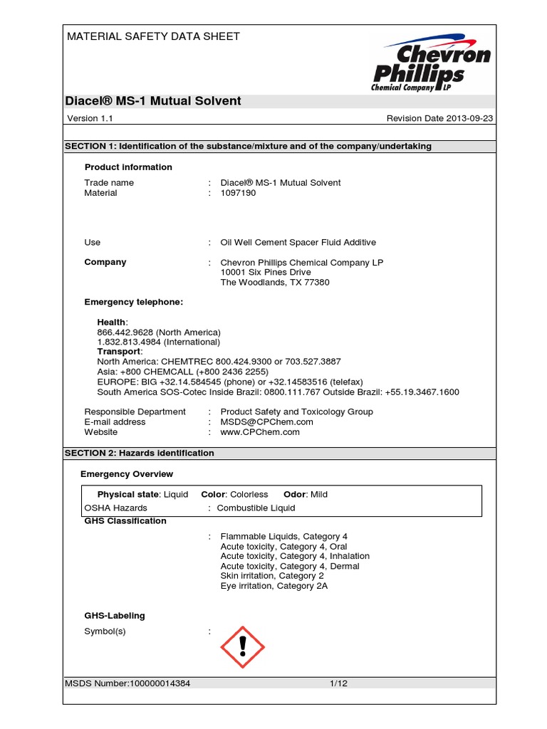 Solvente Mutual Chevron | PDF | Dangerous Goods | Toxicity