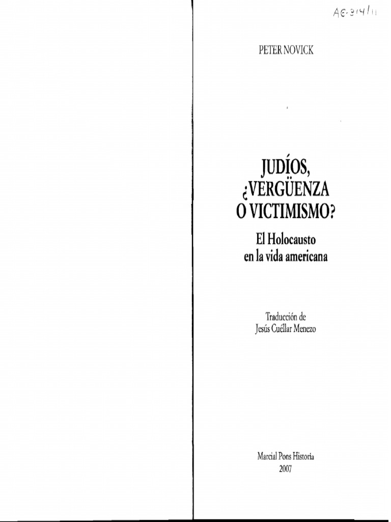Peter Novick (Judíos, Vergüenza o Victimismo) | PDF