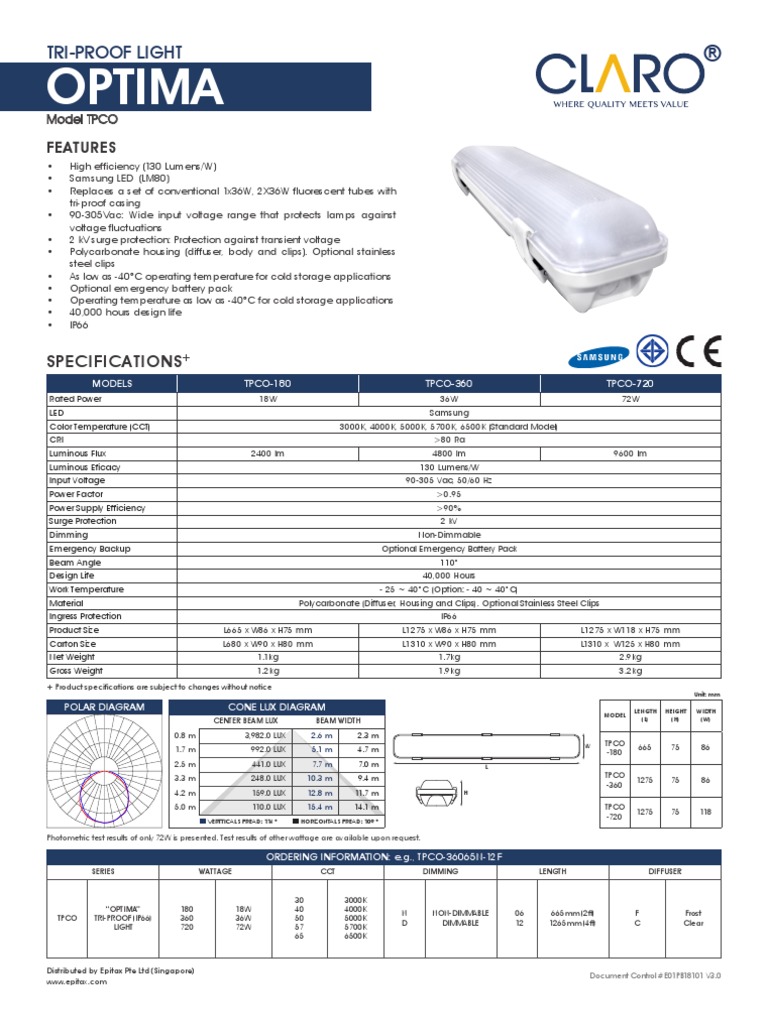 OPTIMA Tri-Proof Light 3.0 | PDF | Light | Electric Power