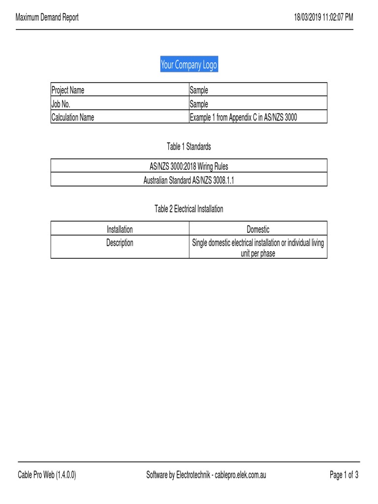 Maximum Demand Sample Report | PDF | Electrical Wiring | Ac Power Plugs ...