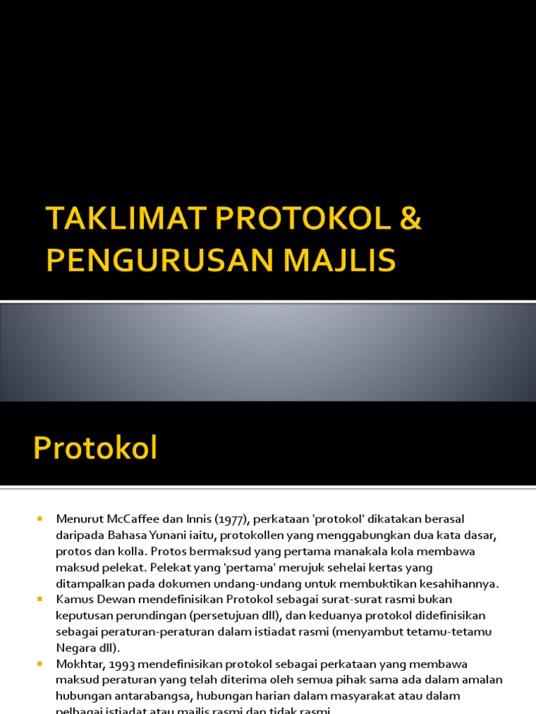 Taklimat Protokol & Pengurusan Majlis | PDF