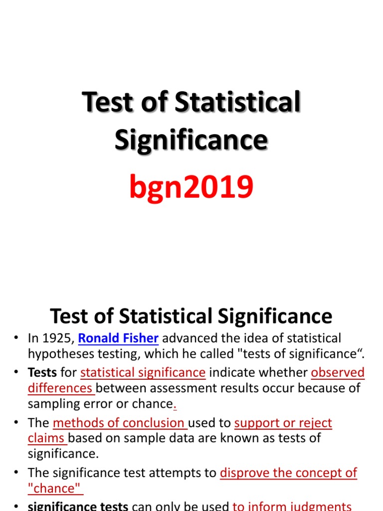 Test of Statistical Significance | PDF | Statistical Significance ...