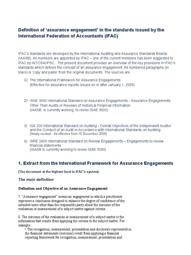 Overview of Assurance Engagements | PDF | Financial Audit | Internal ...