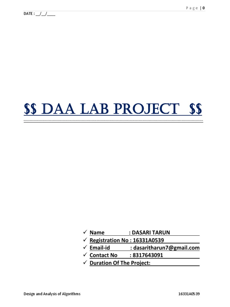 $$ DAA Lab Project $$ | PDF | Reading Comprehension | Teachers