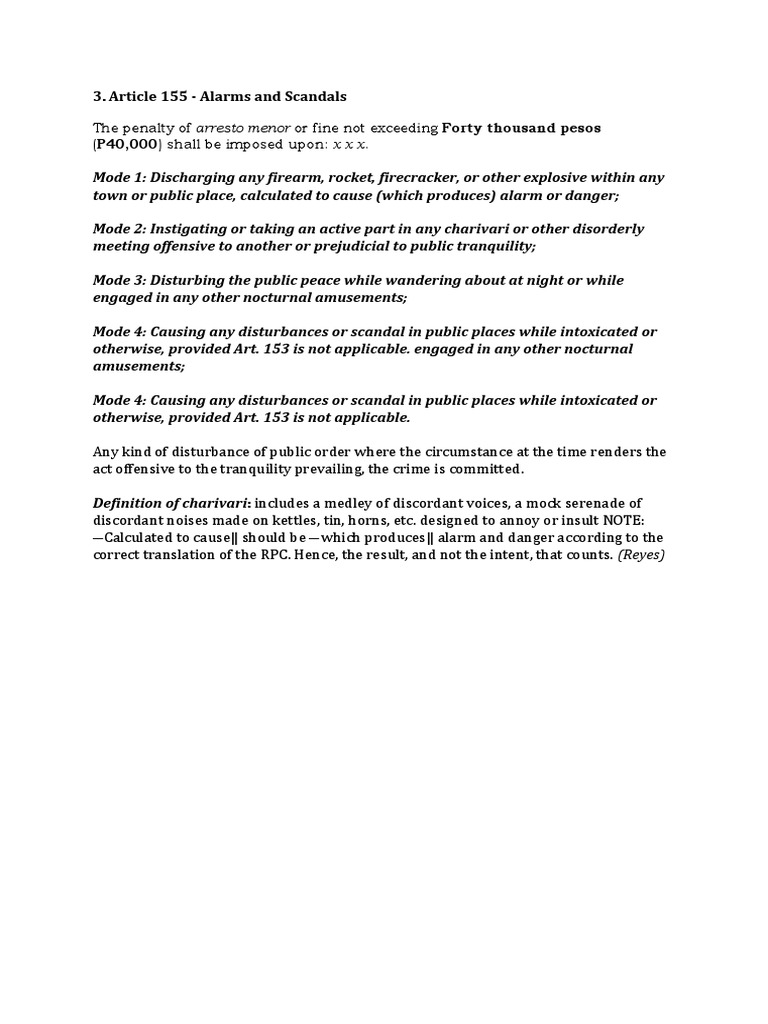 Public Scandal and Disturbance Penalties | PDF | Social Science