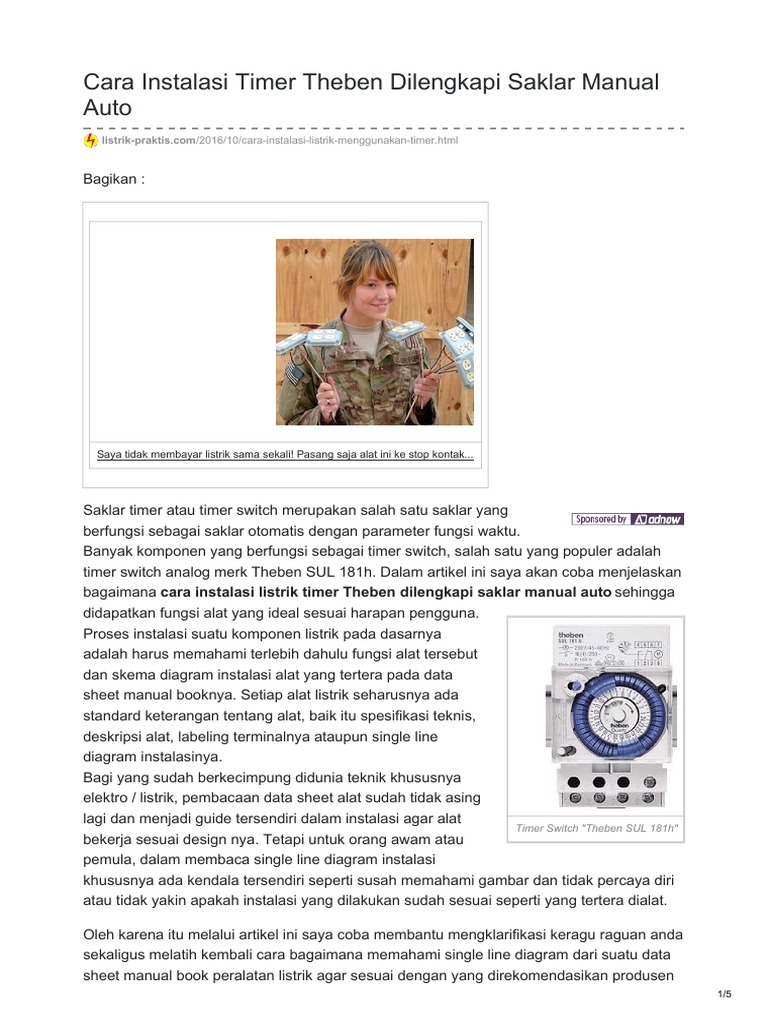 Cara Instalasi Timer Theben Dilengkapi Saklar Manual Auto | PDF
