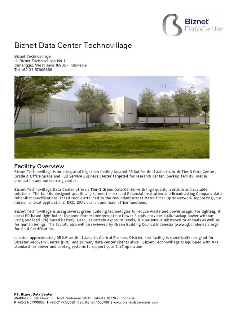 Biznet Technovillage Data Center Overview | PDF | Data Center | Air ...