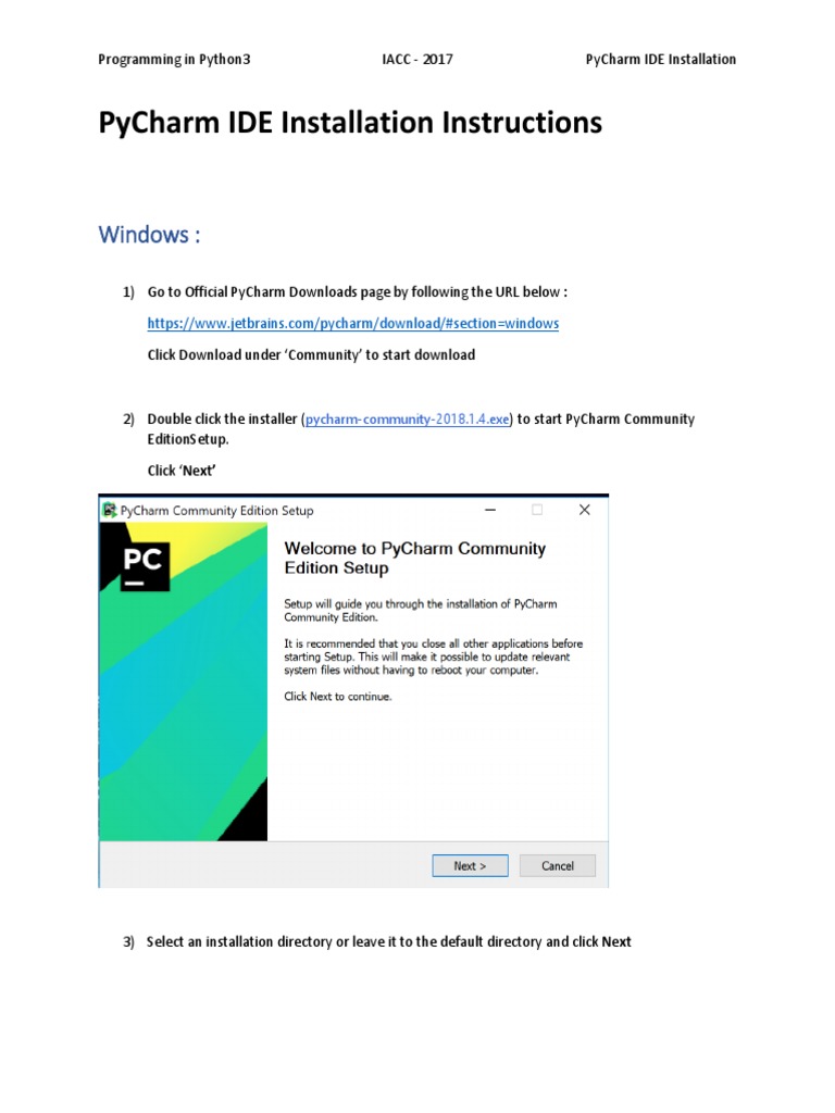 Pycharm Ide Installation Instructions: Windows