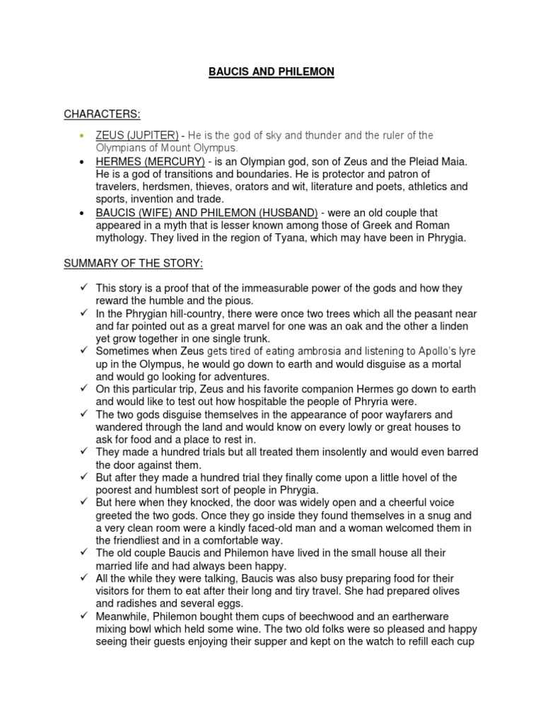 Baucis and Philemon | PDF | Greek Mythology | Ancient Greek Religion