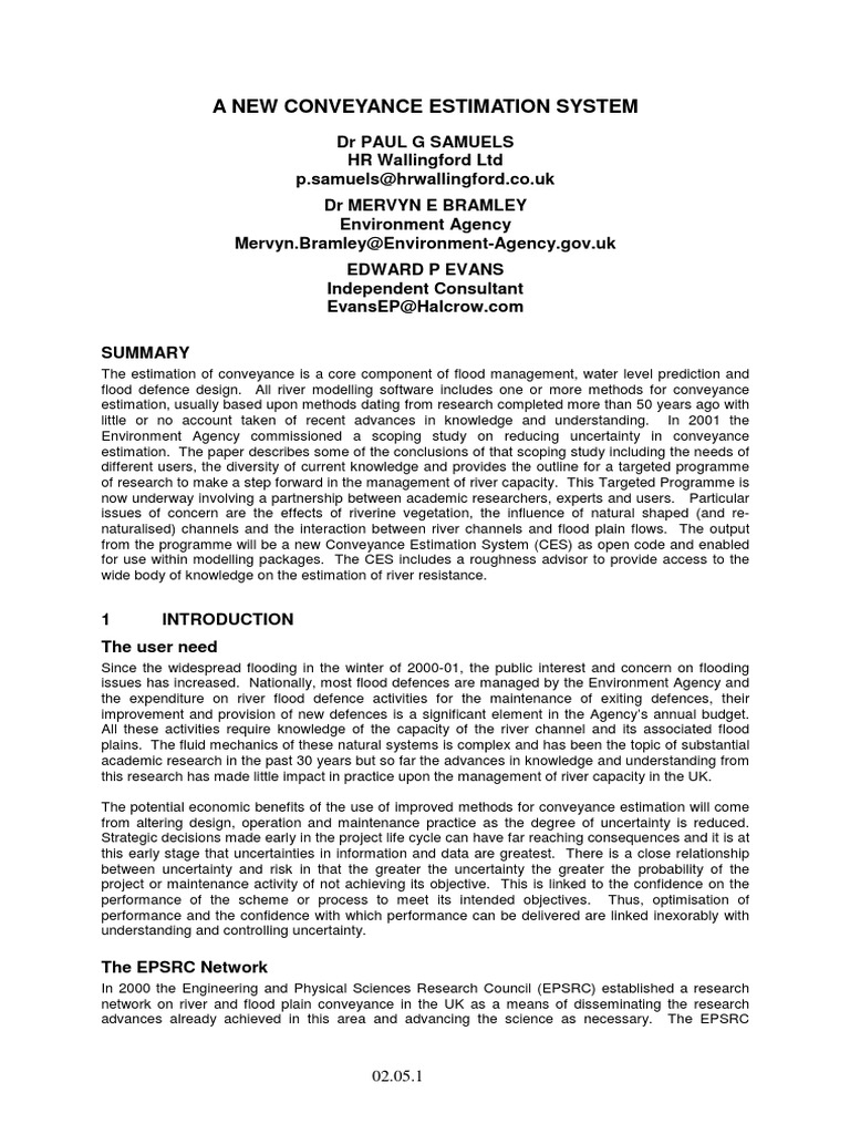 A New Conveyance Estimation System | PDF | Uncertainty | Fluid Dynamics