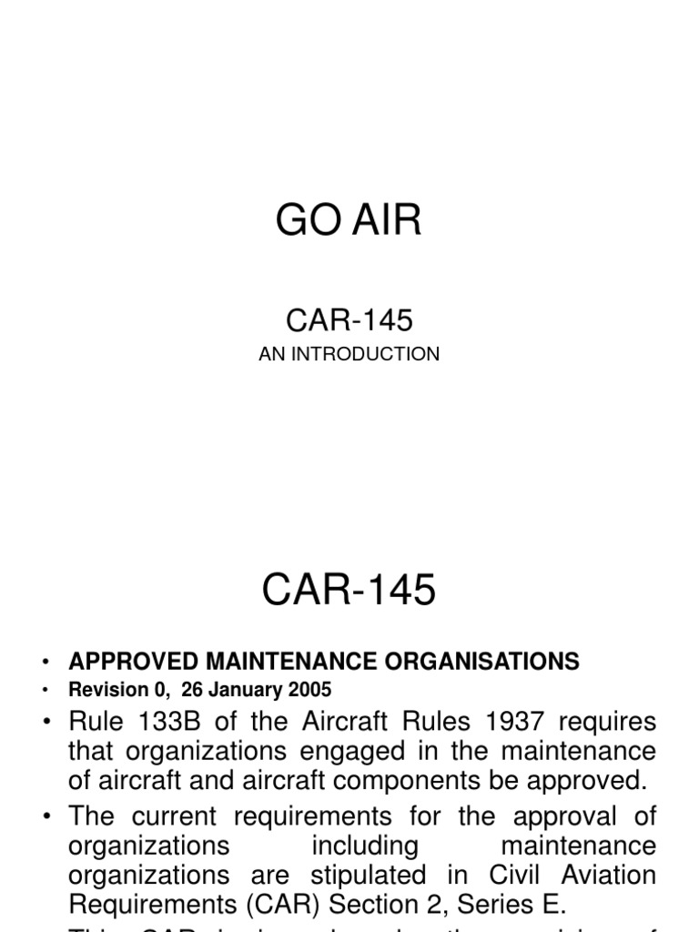CAR 145 Presentation | PDF | Audit | Quality Management System