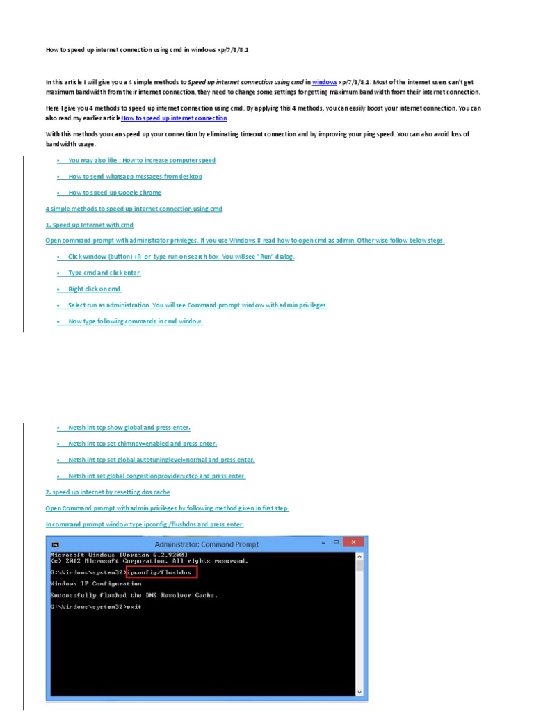 How To Speed Up Internet Connection Using CMD in Windows XP | PDF ...