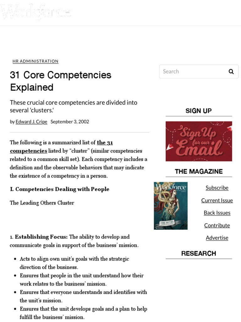 31 Core Competencies Explained - Workforce | PDF | Goal | Competence ...