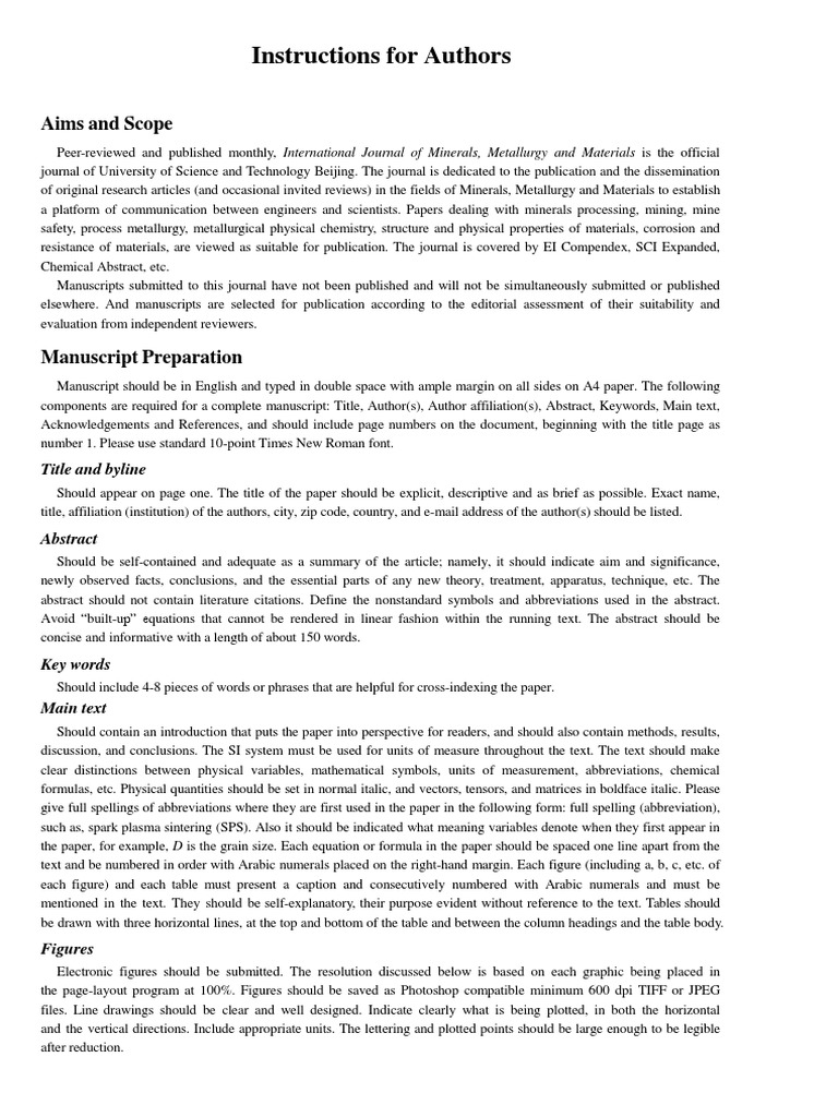 Instructions For Authors: Aims and Scope | PDF | Academic Journal ...