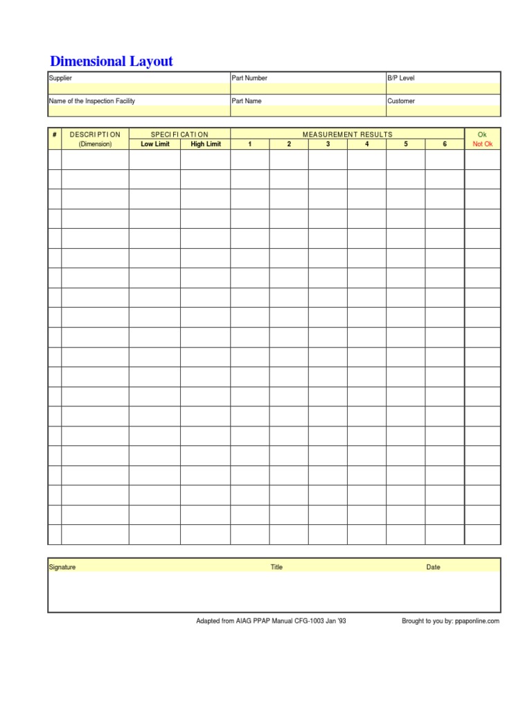 Dimensional Layout Form PDF | PDF
