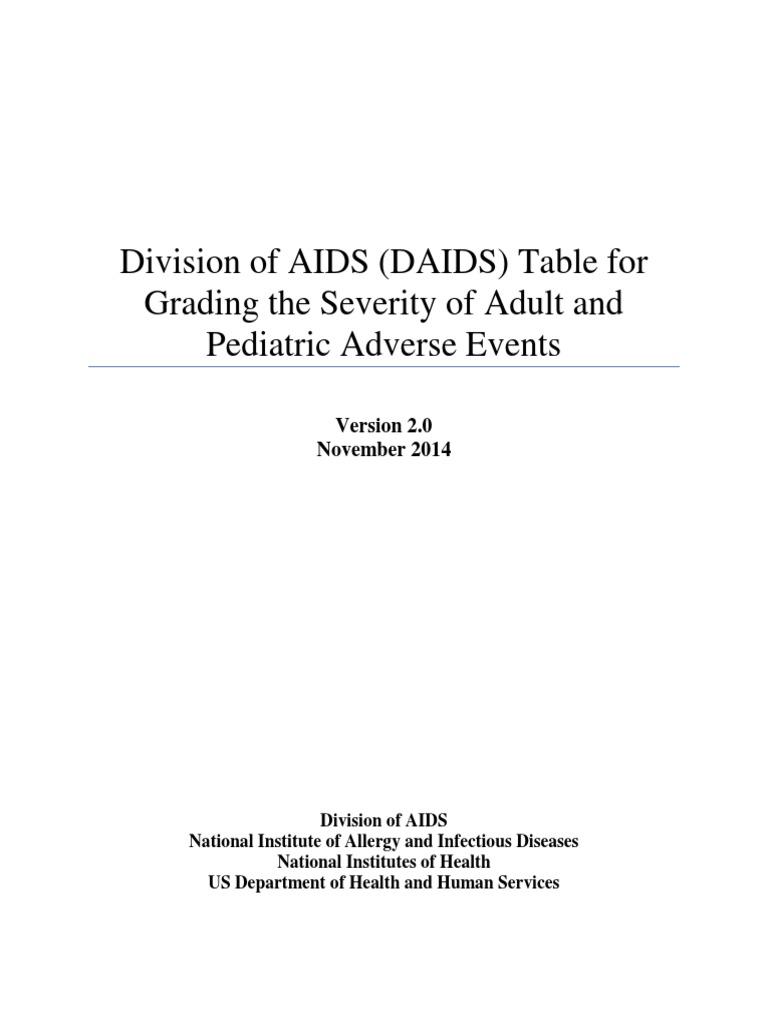 Daids Ae Grading Table v2 Nov2014 | PDF | Clinical Trial | Alanine ...