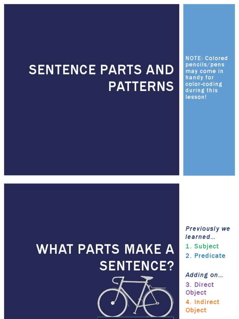 Sentence Parts and Patterns: Pencils/pens May Come in Handy For Color ...