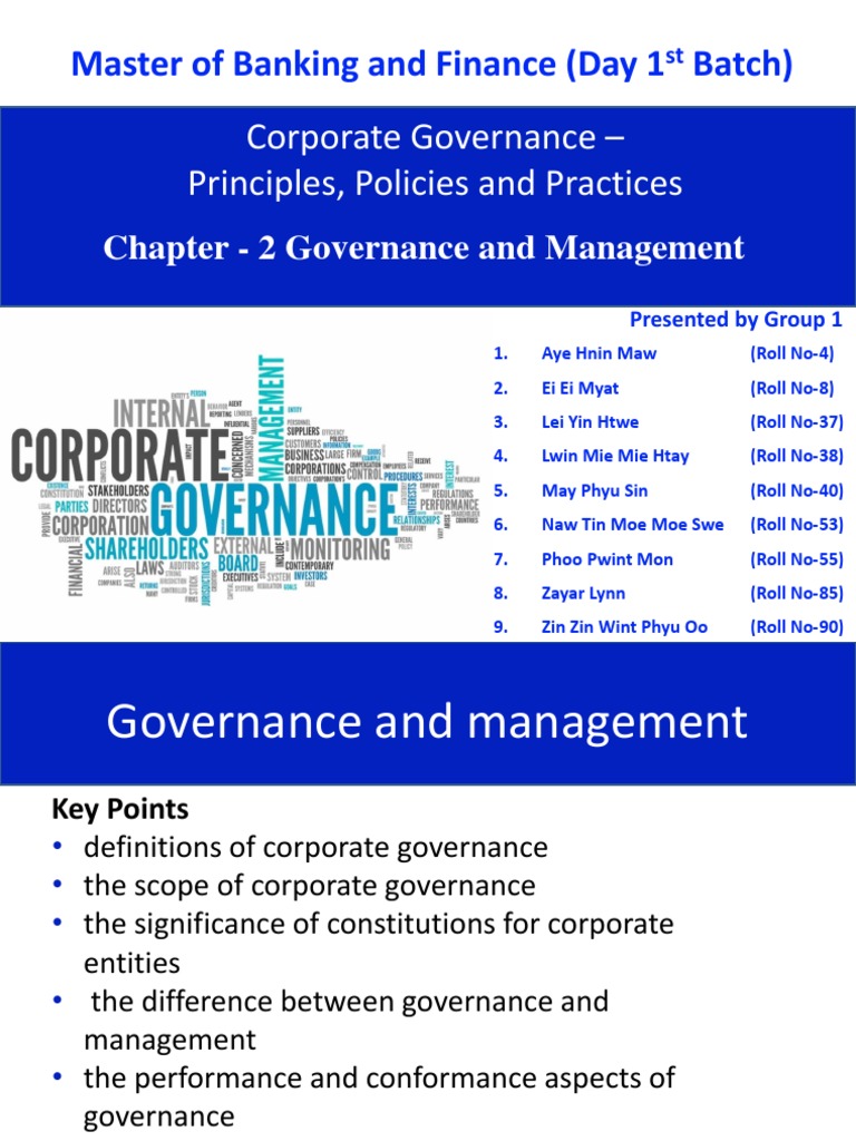 Chapter 2 Governance and Management | PDF | Corporate Governance ...