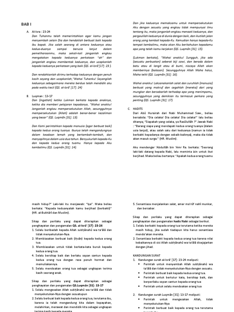 Materi Kelas 11 Qurdis Ringkasan | PDF