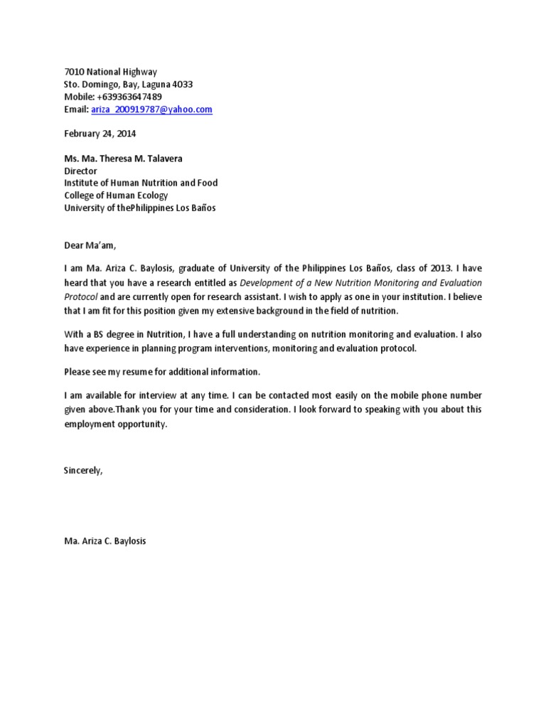 Application Letter | PDF